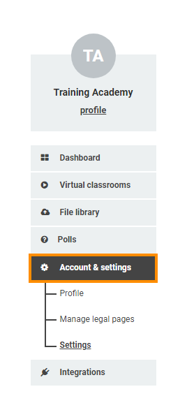 Virtual Classroom General Information menu | VEDAMO