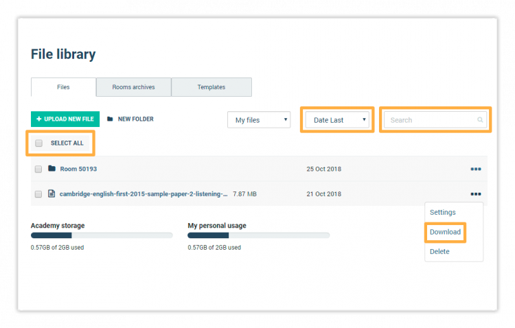 LMS File library | VEDAMO