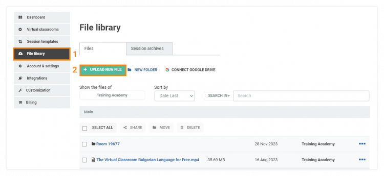 Virtual Classroom File Library | VEDAMO