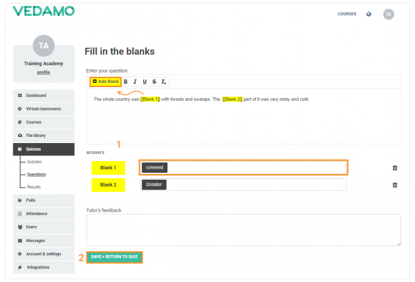 LMS Quizzes - Creation and Settings in a few easy steps | VEDAMO