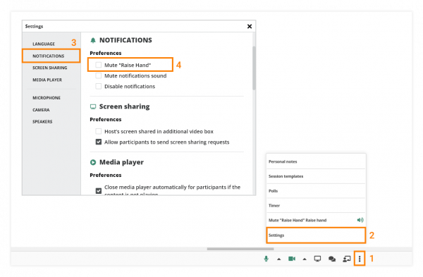 Virtual Classroom Raise hand / mute button | VEDAMO