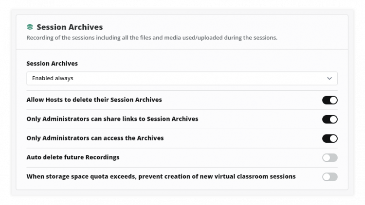 Recordings of the virtual classroom sessions | VEDAMO