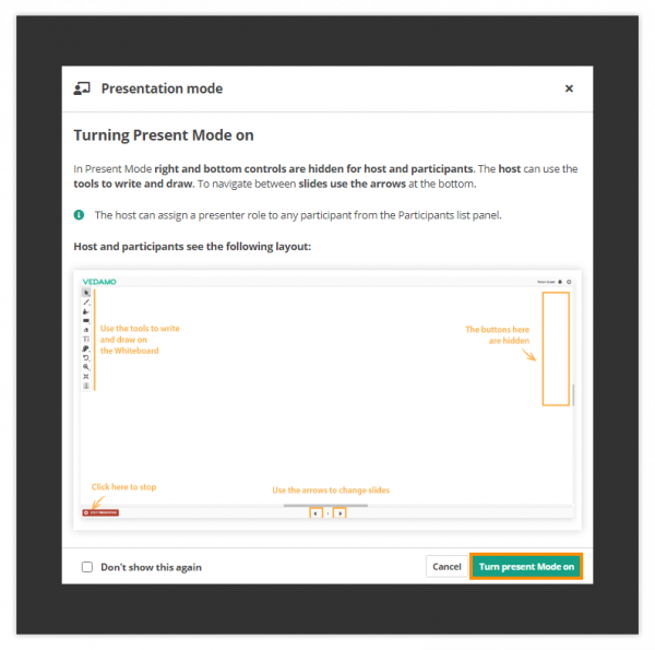 Virtual Classroom Presentation mode | VEDAMO
