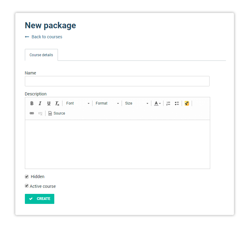 Learning Management System Create a Package | VEDAMO
