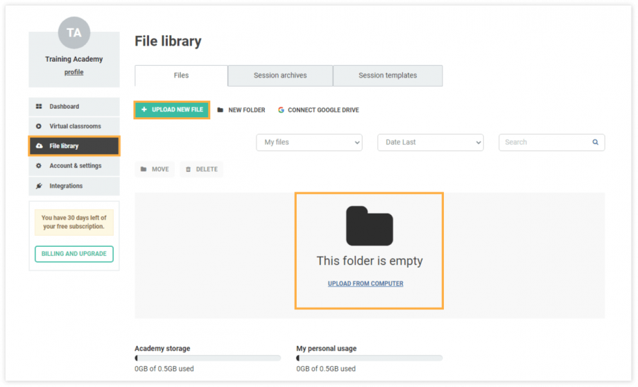 Virtual Classroom File Library | VEDAMO