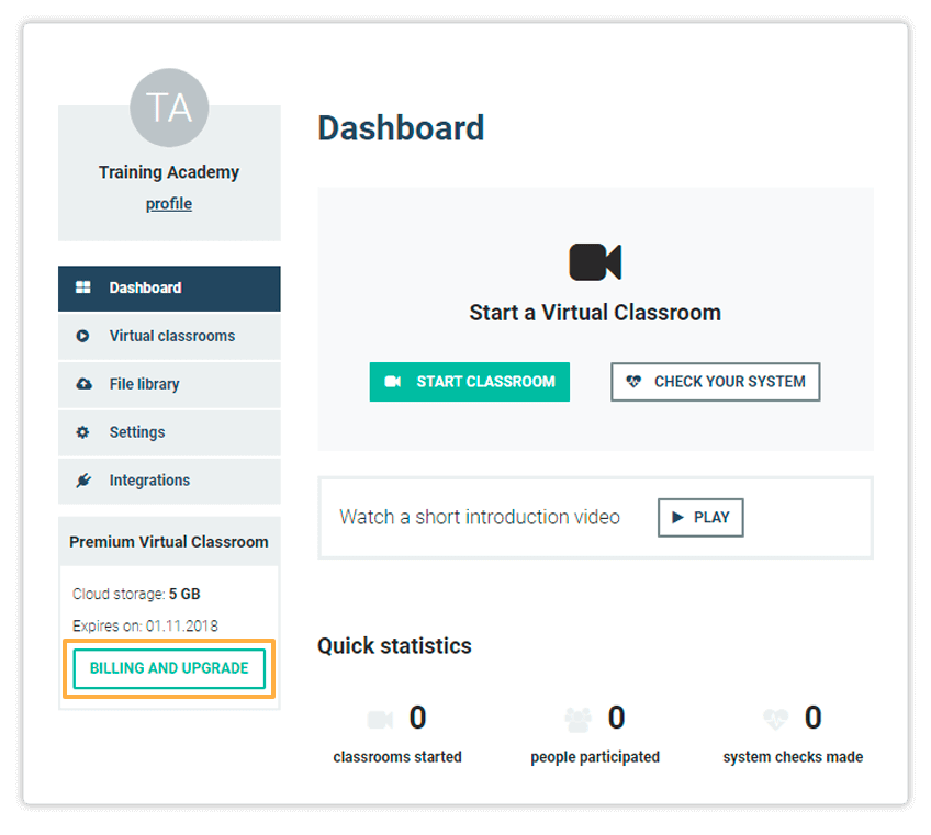 Virtual Classroom Billing And Upgrade Vedamo
