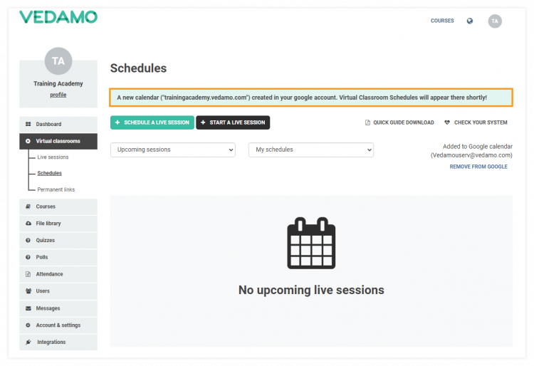 Vedamo and Google Integrations | VEDAMO