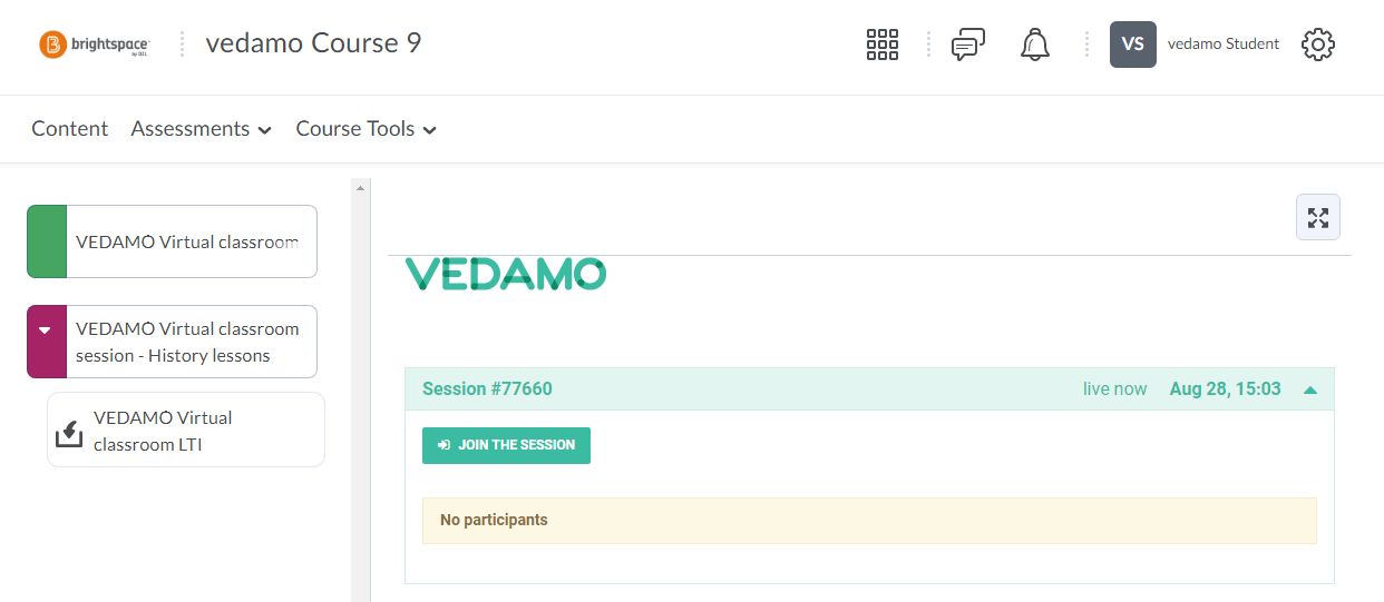 Use the Virtual Classroom as a Student with Brightspace by D2L | VEDAMO