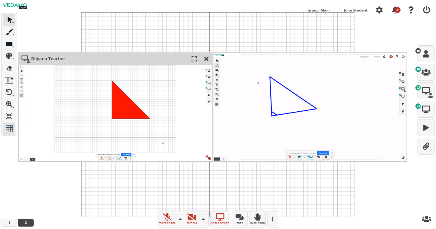Individual video and Screen Share in the Virtual Classroom | VEDAMO