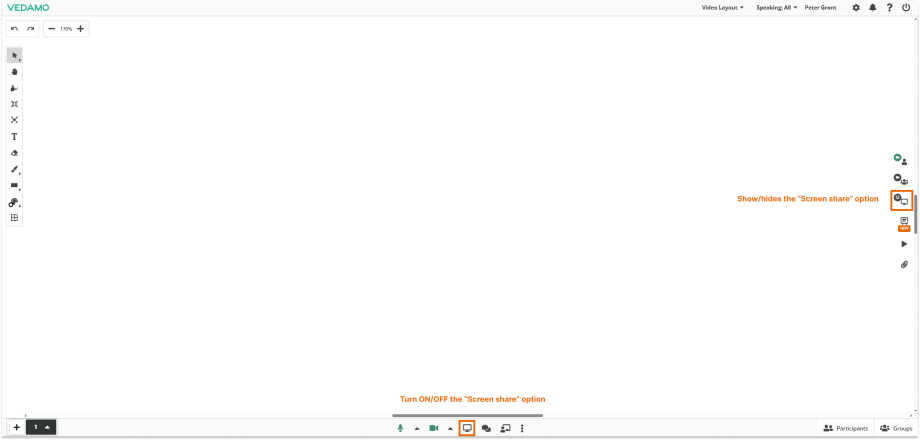 Individual video and Screen Share in the Virtual Classroom | VEDAMO