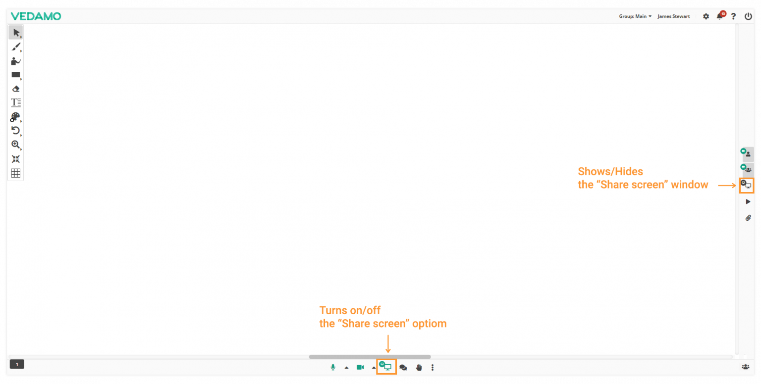 Individual video and Screen Share in the Virtual Classroom | VEDAMO