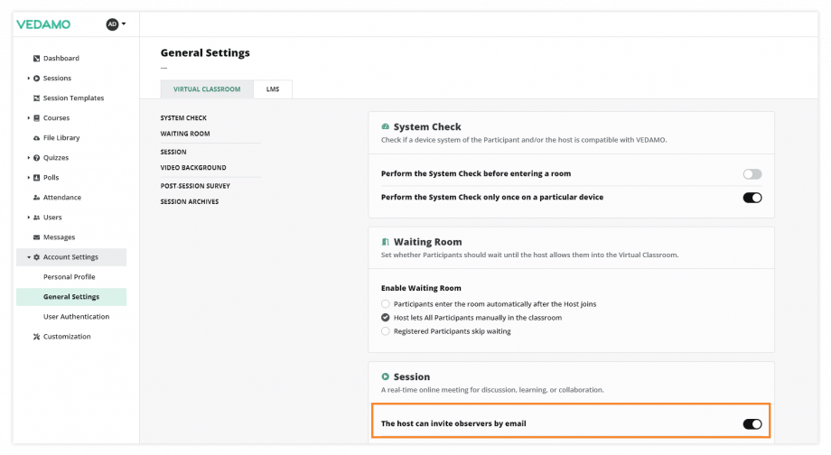 Virtual classroom observers. The observer role | VEDAMO