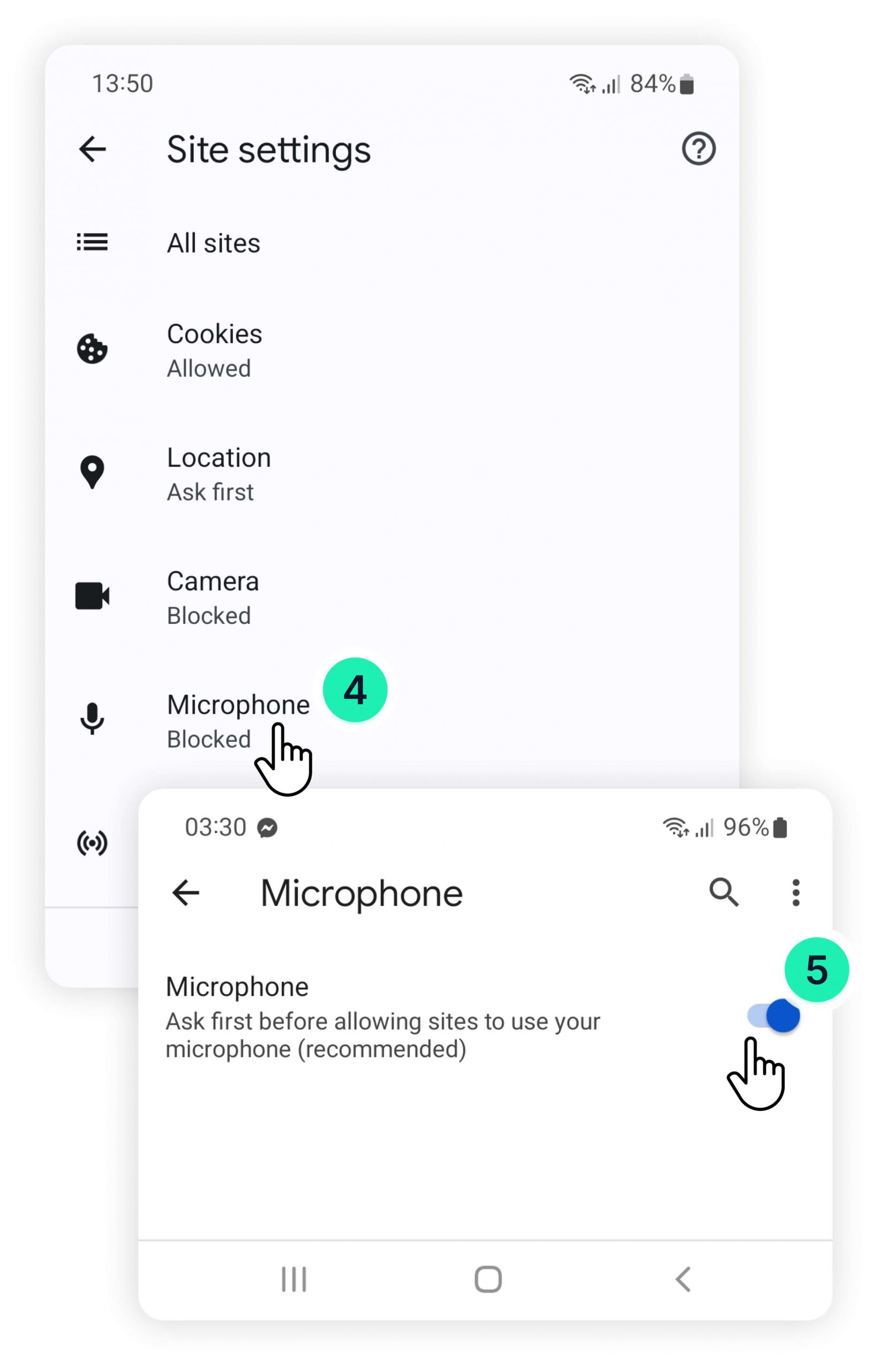 Blocked camera and microphone on Google Chrome while using Android ...