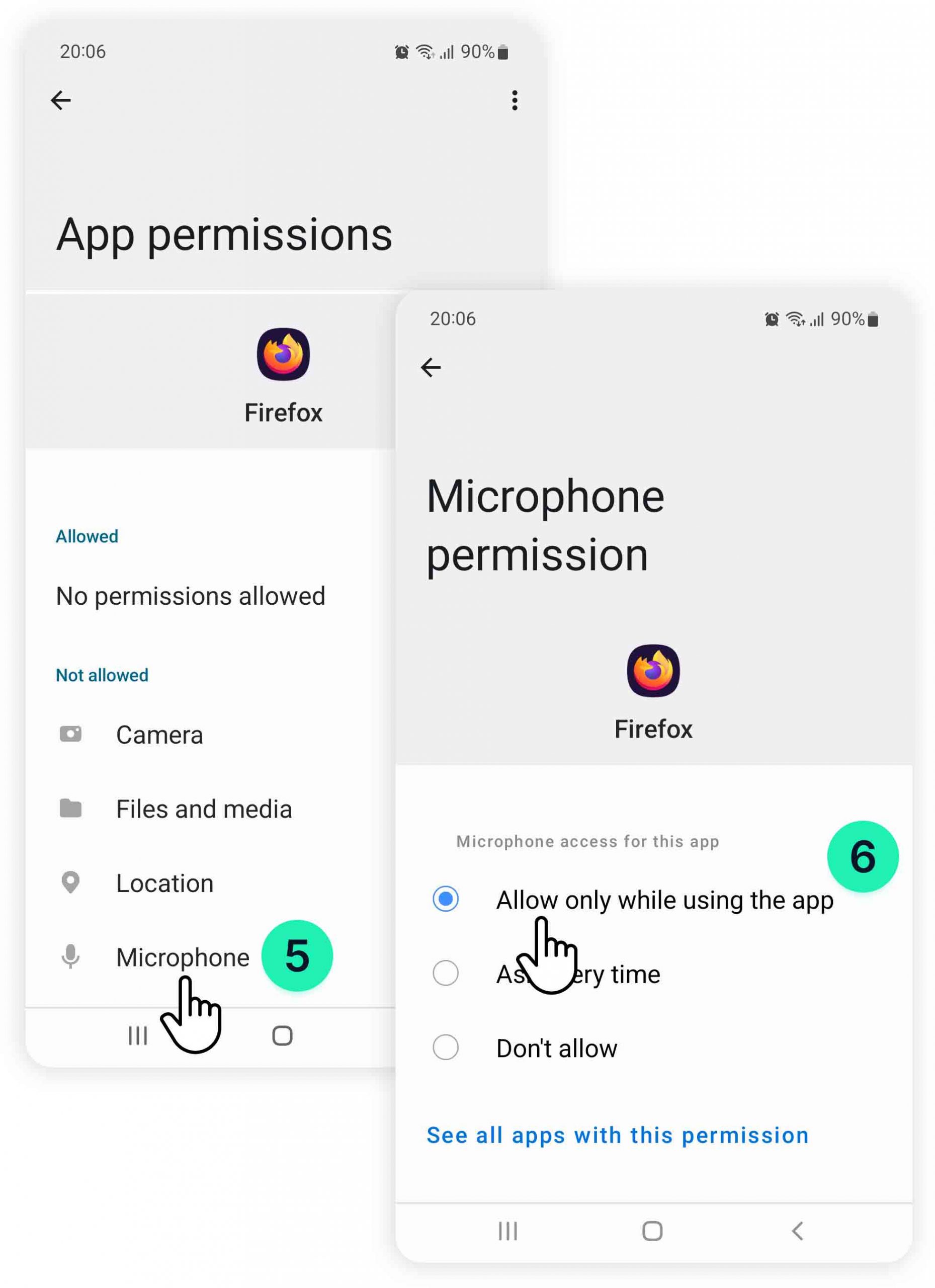 Blocked camera and microphone on Android phone from OS (Mozilla Firefox ...