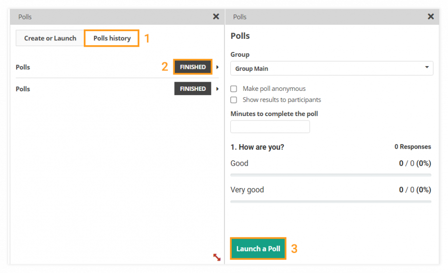 Polls in the Virtual Classroom and the LMS | VEDAMO